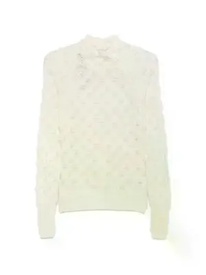 Ermanno Scervino Pointelle-knit High-neck Sweater