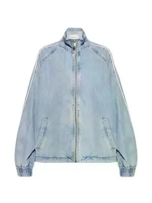 GESTUZ Denim Jacket With Side Stripe Detail - Blue