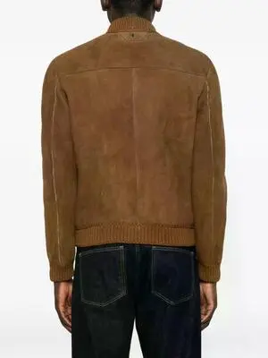 SALVATORE SANTORO Ribbed-trim Suede Jacket