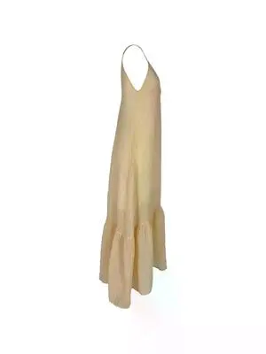 Maje V-neck Spaghetti Strap Ruffled Hem Maxi Dress