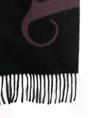 VIVIENNE WESTWOOD Logo-intarsia Fringed Scarf - Black