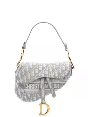 Dior 2020 Oblique Embroidered Canvas Saddle Bag Shoulder Bag - Grey