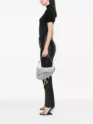 Dior 2020 Oblique Embroidered Canvas Saddle Bag Shoulder Bag