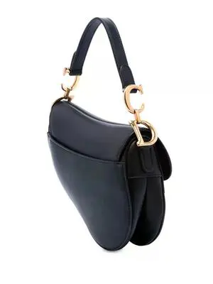 Dior 2018 Mini Smooth Calfskin Saddle Bag Satchel - Black