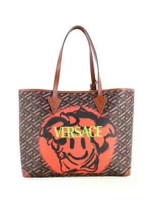 Versace La Greca Signature Coated Canvas Medium Tote Bag