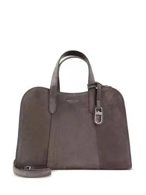 Giorgio Armani Suede Logo-print Tote Bag - Grey
