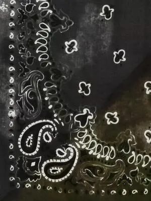 Destin Paisley-print Frayed Scarf - Black