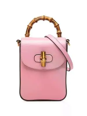Gucci 2016-2026 Mini Calfskin Bamboo Top Handle Bag Satchel - Pink