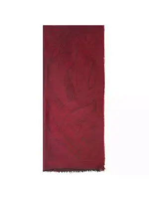 Alberta Ferretti Abstract-print Frayed Scarf - Red