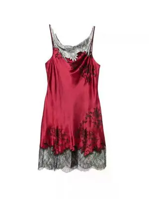 Carine Gilson Lace-trim Cowl-neck Slip Dress - Red