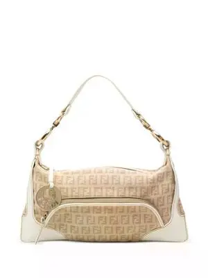 Fendi Zucchino Canvas Chef Pocket Shoulder Bag - White