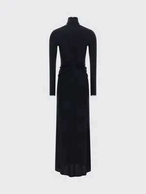 Fabiana Filippi Turtleneck Long Sleeve Viscose Maxi Dress With Draped Waist