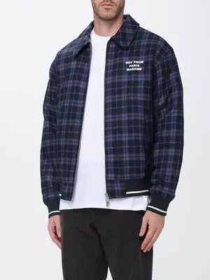 Drole De Monsieur Tartan Pattern Wool Blend Shirt Jacket