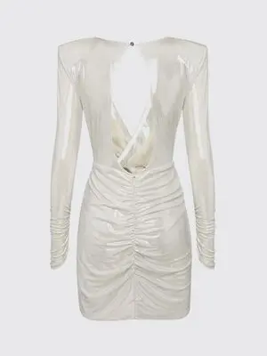 Philipp Plein Lamé Jersey Sheath Mini Dress With Padded Shoulders