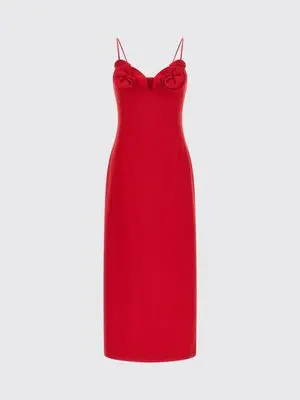 Magda Butrym Midi Sheath Dress In Wool With Square Neckline And 3d Flower