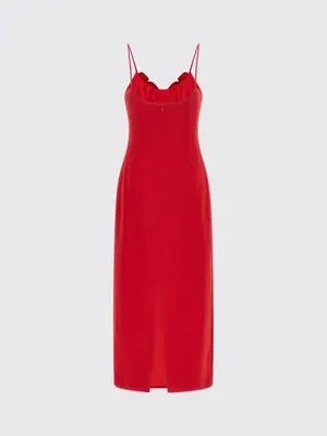Magda Butrym Midi Sheath Dress In Wool With Square Neckline And 3d Flower