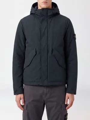 Stone Island Recycled Nylon Hooded Windbreaker Jacket With Compass Logo - Blue