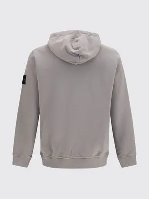 Stone Island Cotton Zip-up Hoodie With Dropped Shoulders - Grey