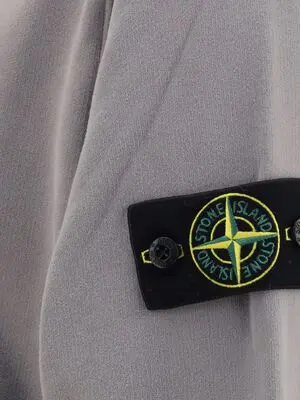 Stone Island Cotton Zip-up Hoodie With Dropped Shoulders - Grey