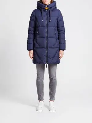 PARAJUMPERS Janet Long Quilted Nylon Down Jacket With Hood - Navy