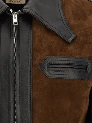 Marni Bi Suede Leather Jacket With Pointed Collar