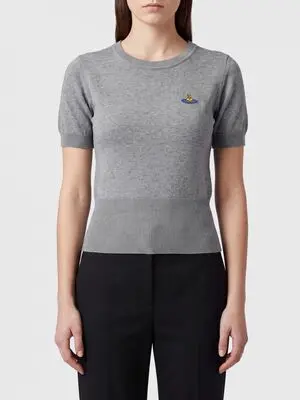 VIVIENNE WESTWOOD Vivienne Westwood Slim Fit Cotton And Cashmere Sweater With Orb Logo Grey
