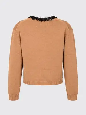 SEMICOUTURE Crystal-embellished Wool And Cashmere Crewneck Sweater - Camel