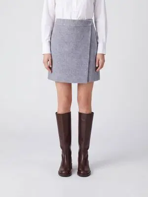SEMICOUTURE High-waisted Wool Wrap Miniskirt - Grey