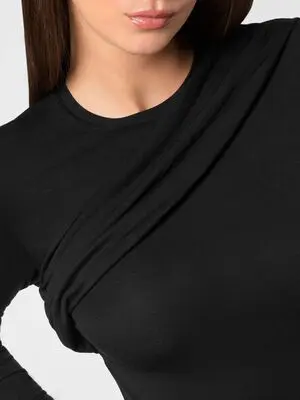 Philipp Plein Draped Modal Top With Ruched Shoulders