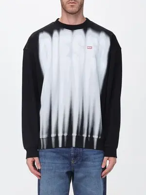 DIESEL® Relaxed Fit Crewneck Cotton Sweatshirt With Abstract Logo Print - Black