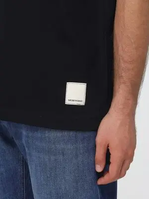 Emporio Armani Cotton T-shirt With Contrast Logo And Dropped Shoulders