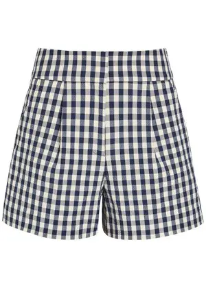 Veronica Beard Haina Gingham Seersucker Shorts - Navy