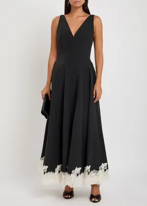Simkhai Lace-trimmed Cotton-blend Faille Maxi Dress