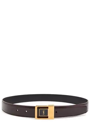 Saint Laurent Logo-engraved Leather Belt - Burgundy