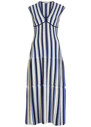 Simkhai Lianne Striped Textured Knit Midi Dress