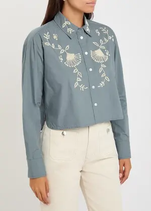 Veronica Beard Andres Embellished Cotton Shirt