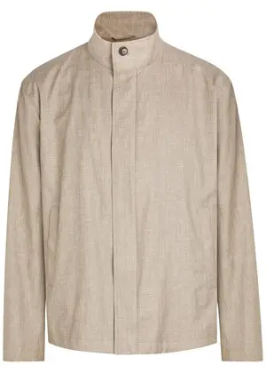 Herno Funnel-neck Linen And Wool-blend Jacket