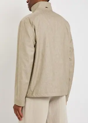 Herno Funnel-neck Linen And Wool-blend Jacket