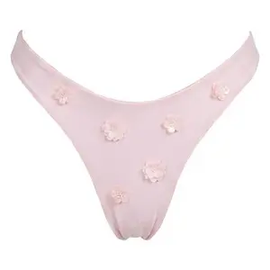 ETTIE Embellished High Leg Bikini Bottoms - Pink