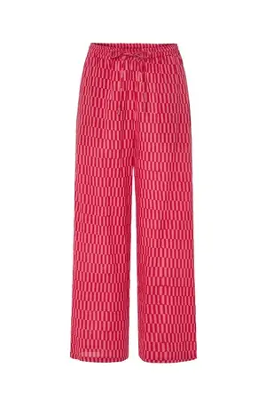 PAR Y ESCALA Matilda Printed Wide-leg Trousers - Red