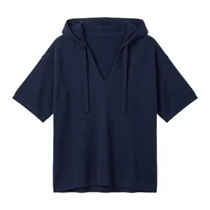 BRODIE CASHMERE Solid Aura Hooded Cashmere Tee