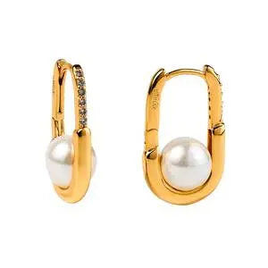 ZYNNIA COLLECTIVE Bold Pearl Hoops - Gold