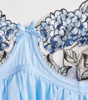 FLEUR DU MAL Silk-blend Hydrangea Babydoll Slip Dress