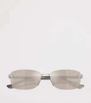 FERRARI Titanium Rimless Rectangular Sunglasses