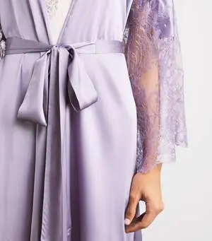 Rosamosario Silk Lace-trim Robe
