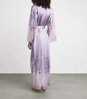 Rosamosario Silk Lace-trim Robe