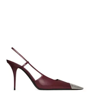 Saint Laurent Leather Jeanne Slingback Pumps 90 - Pink