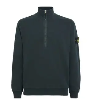 Stone Island Organic Cotton Half-zip Sweatshirt - Green
