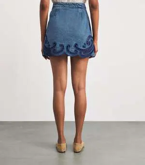 Ulla Johnson Cadiz Eyelet Denim Mini Skirt