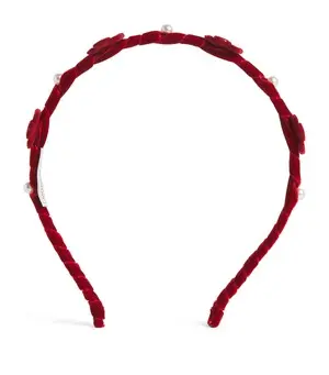 Monnalisa Velvet Flower-detail Headband